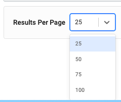 Results Per Page | Need Help?